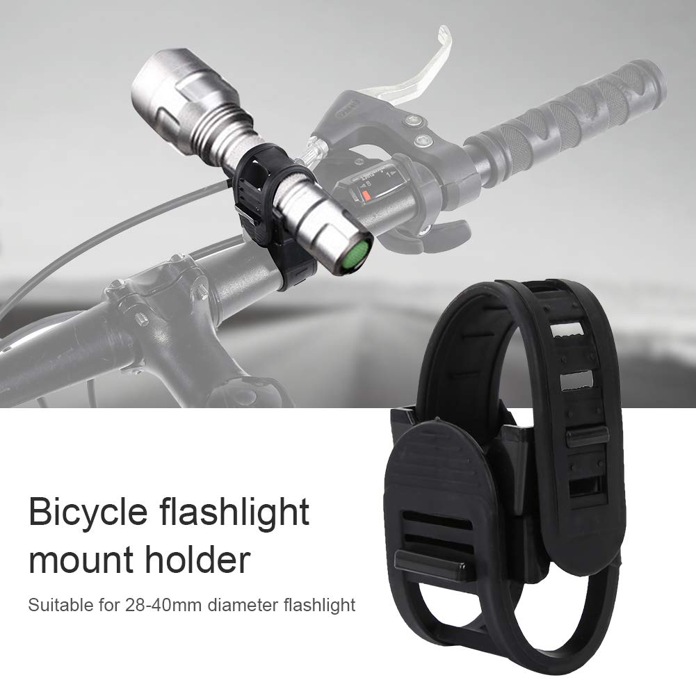 Junluck Universal Bicycle Headlight Holder, Adjustable 360 Degree Rotation Bicycle Flashlight Mount Clip Bracket for Road Bike Cycling Part, Suitable for 28-40mm Diameter Flashlight