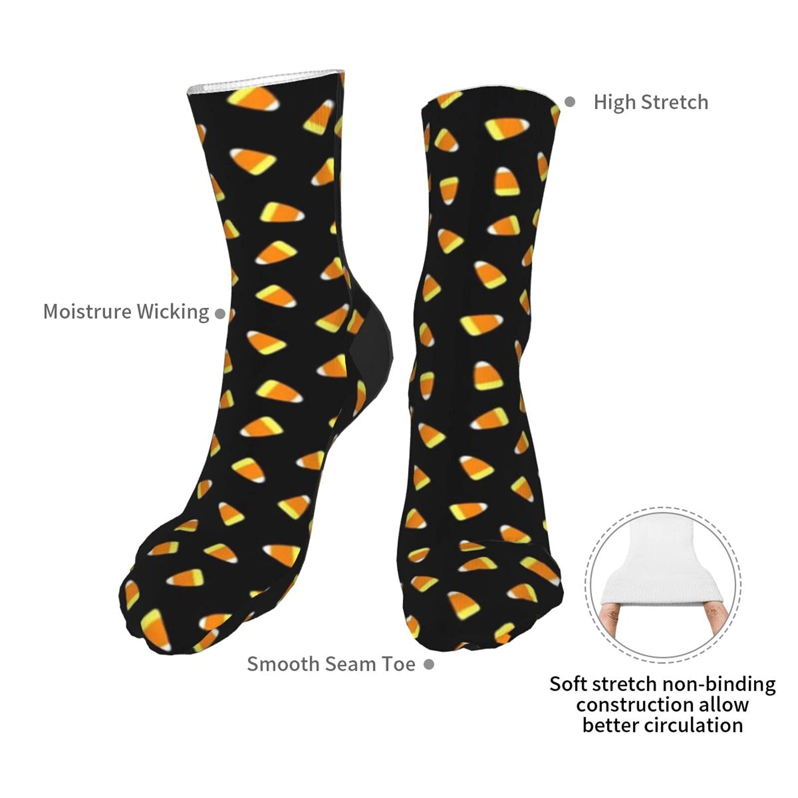 lvhrui Candy Corn Black Halloween Candy Men Athletic Ankle Socks Cushion Running Socks for Men&Women Cotton Socks Crew Socks 15.7
