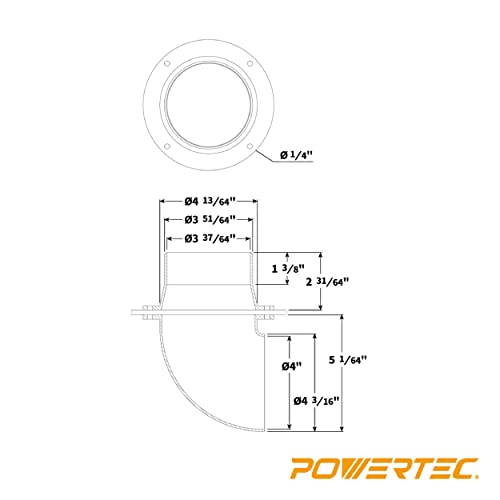 POWERTEC 70292 4-Inch Cyclone Dust Collection Elbows and Couplers Separator Kit for Woodworking Debris Containers, Buckets and Barrels
