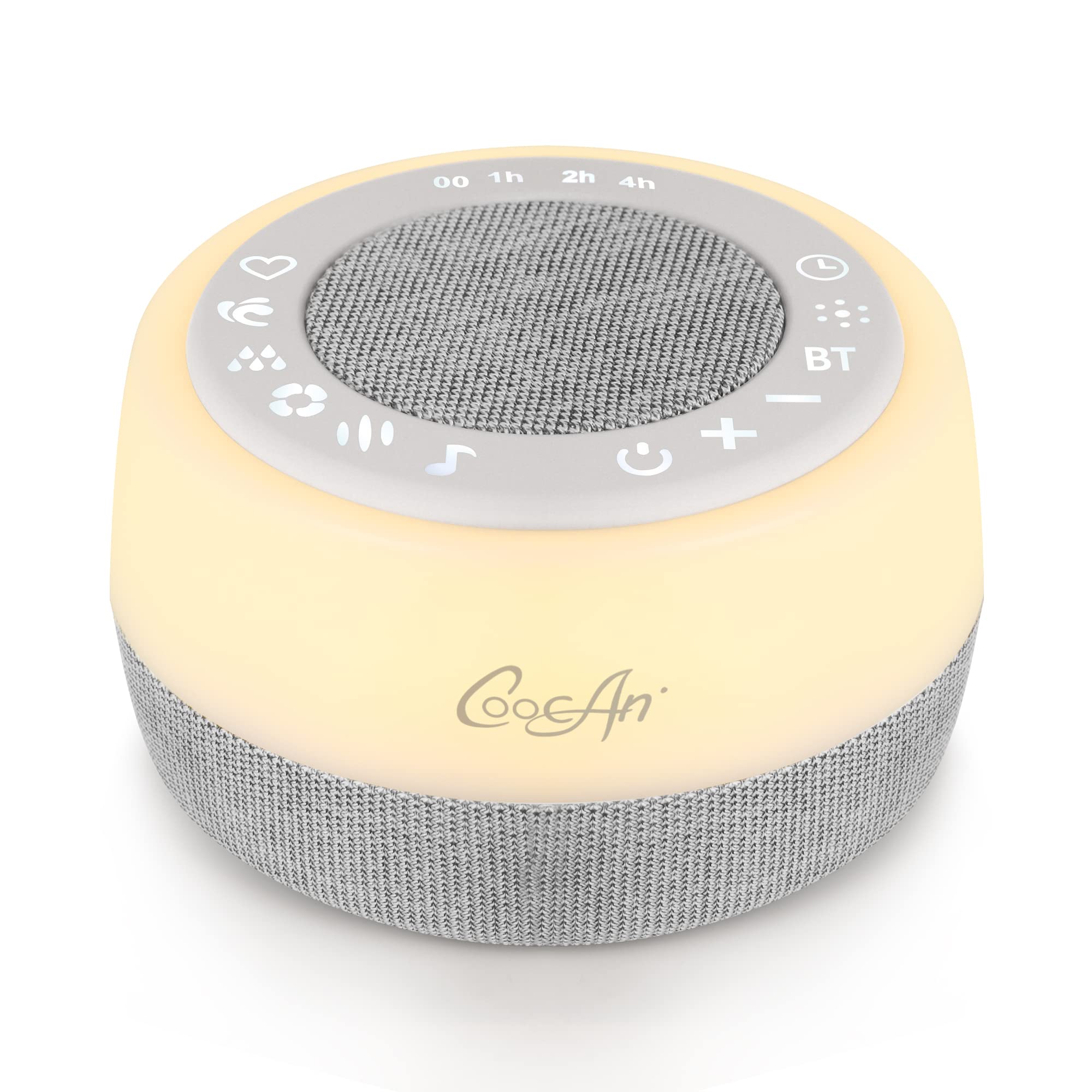 Sound Machine & Night Light & Bluetooth Speaker 3-in-1,CoocAni Rechargeable White Noise Machine with 24 Soothing Sound and Memory Function, Timer for Baby Kids Adults