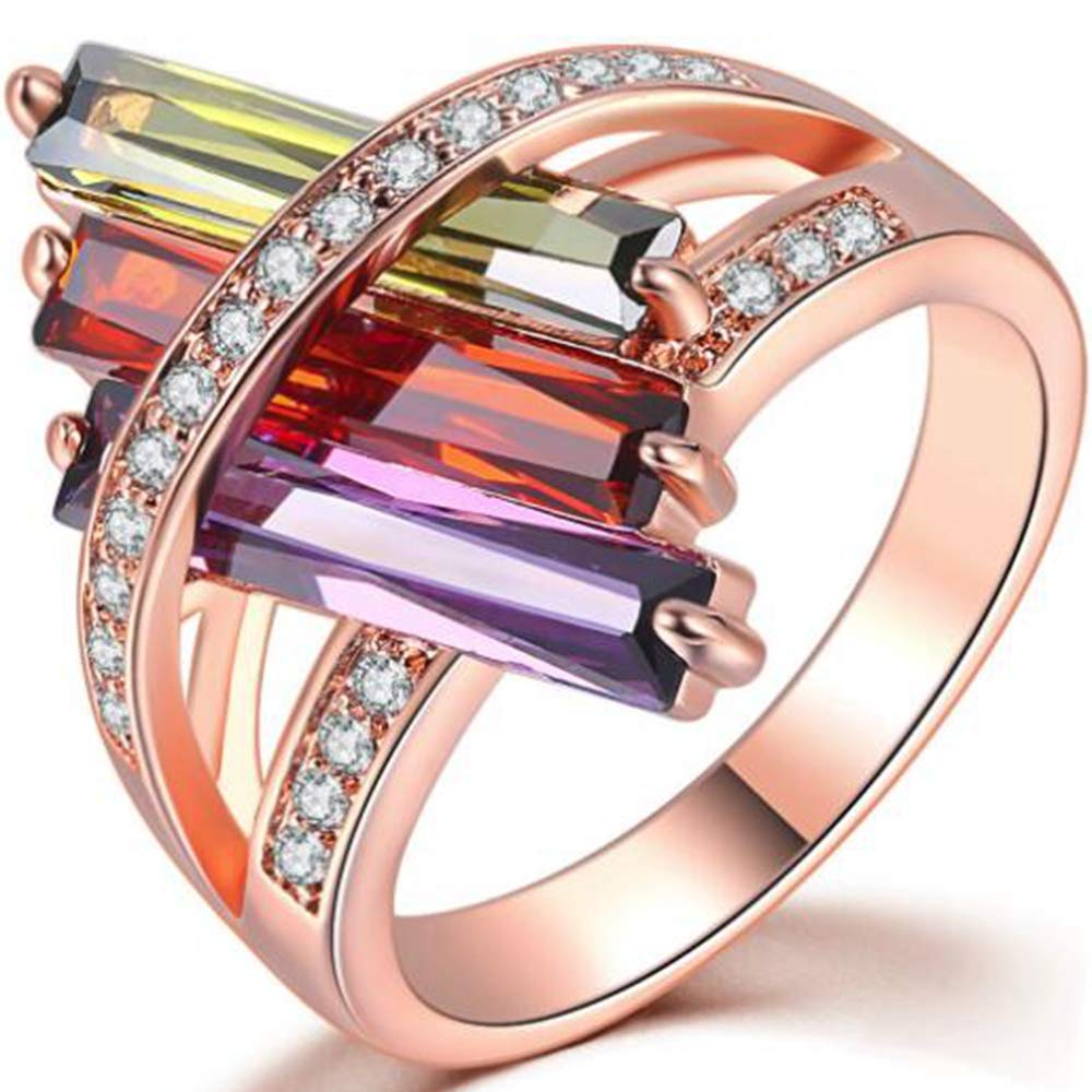 Jude Jewelers Rose Gold Plated Austrian Crystal Chunky Style Cocktail Party Statement Ring (Rose Gold, 8)