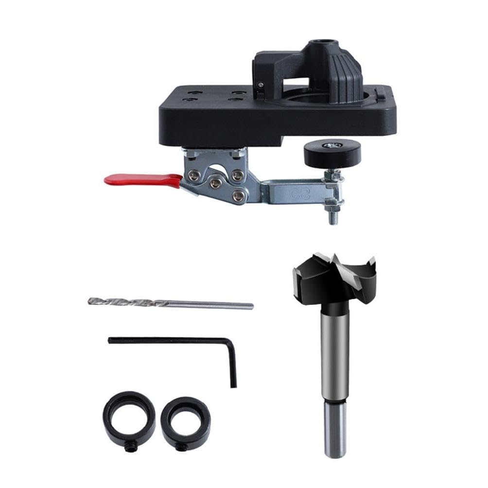 Hinge Boring Jig Woodworking Hole Drilling Guide Locator With Fixture Aluminum Hole Opener Template Door Cabinets Tools Boring Hole Drill Guide Dowel Jig Kit Hinge Hole Opener Woodworking 35mm Tool