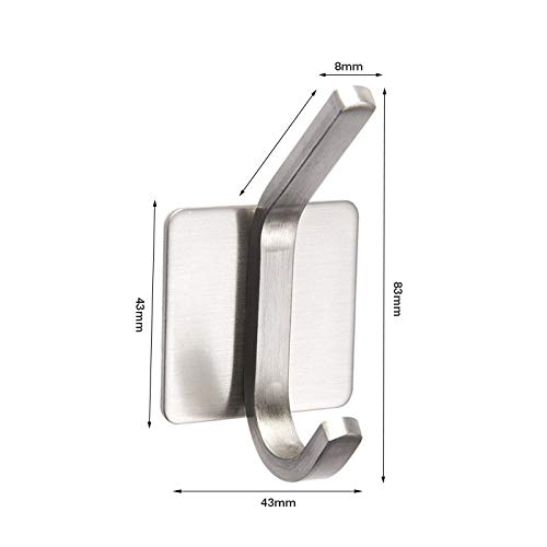 ZSYSUP 4 Pack Stainless Steel Adhesive Wall Hooks for Hanging, Seft-Adhesive Robe/Coat/Hat/Towel/Key Hooks for Bathroom Kitchen Curtain Door