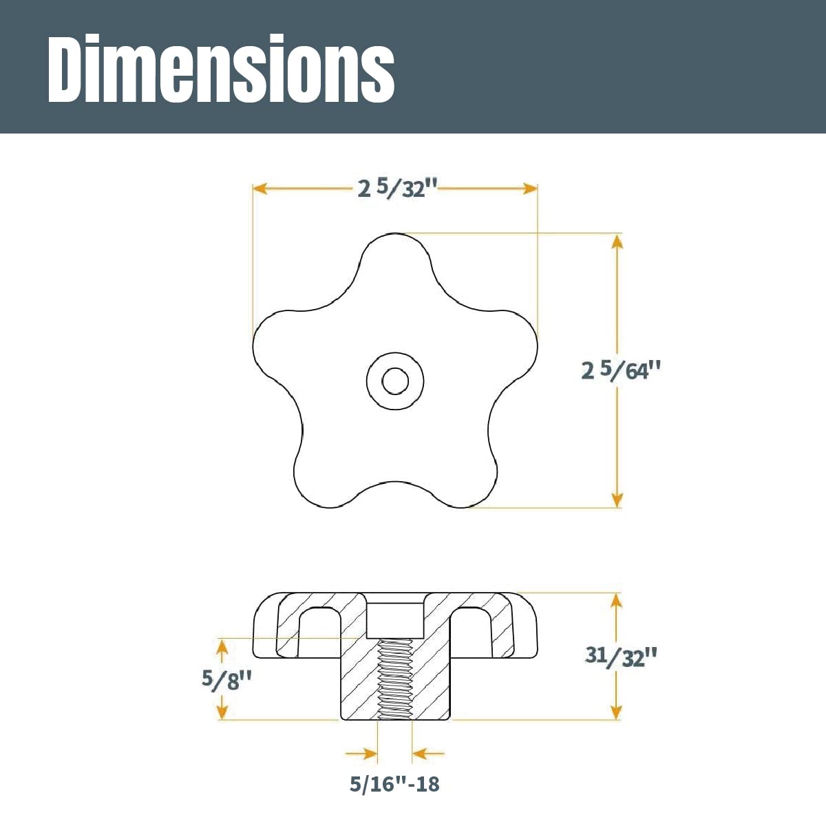 POWERTEC 71121V T Track Knob Kit w/Threaded Knobs and 5/16β-18 T Track Bolts, 16 Piece Set, T Track Accessories for Woodworking Jigs and Fixtures