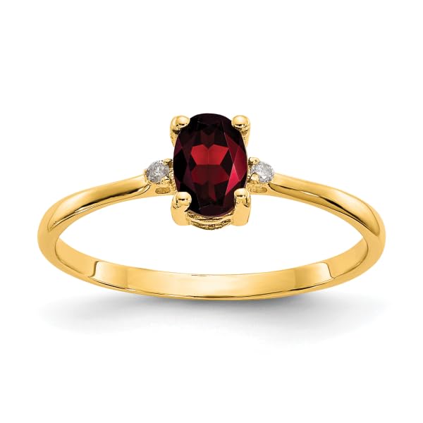 IceCarats 10K Yellow Gold Diamond Red Garnet January Birthstone Ring size 6