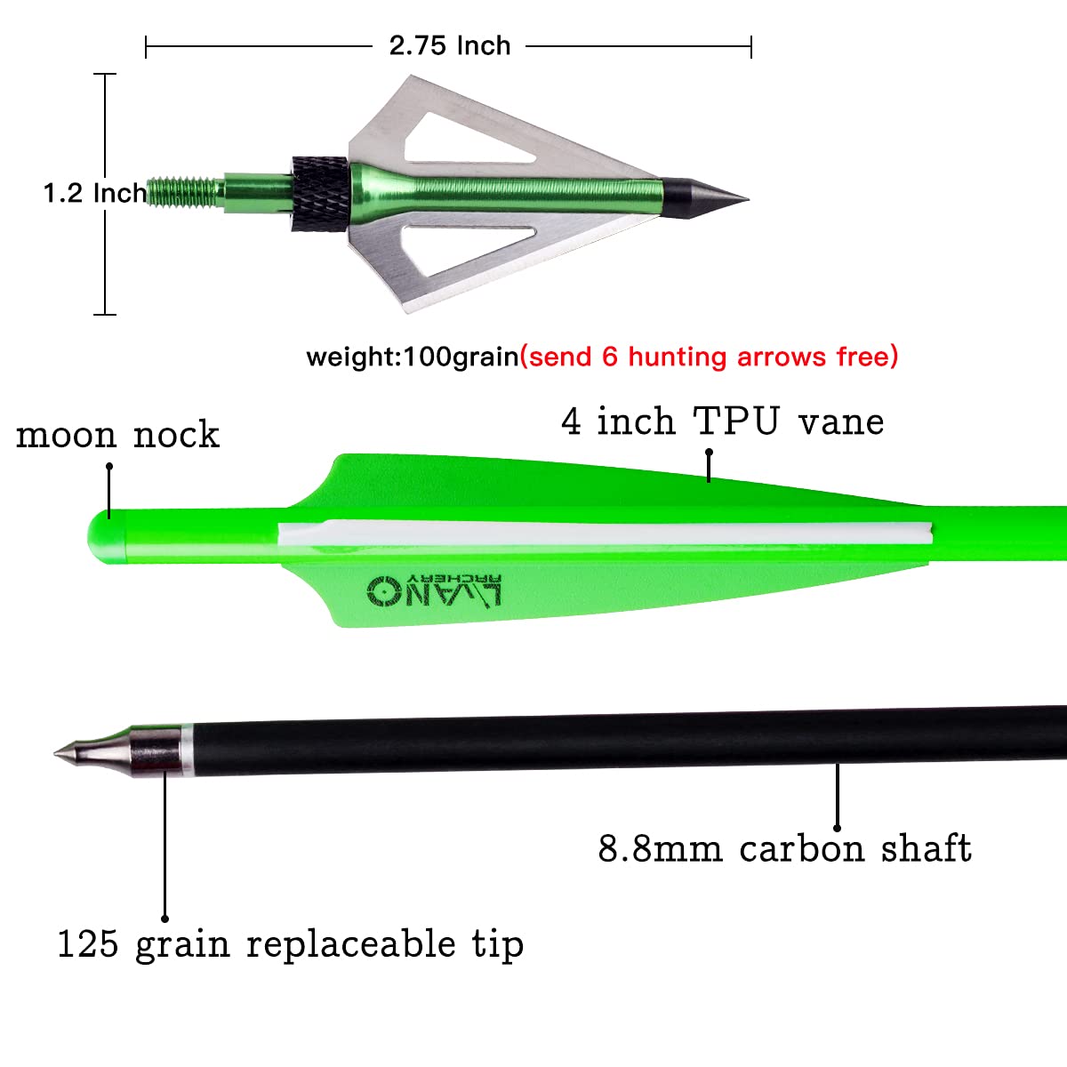 LWANO Crossbow Bolts 20 22 Inch Archery Arrows 12 Pack and 6 Pack Hunting Broadheads kit