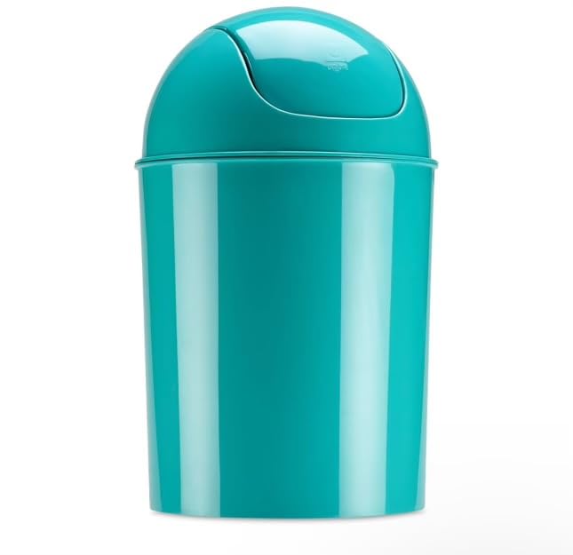 Turquoise Teal Mini Trash Garbage Waste Can with Swing lid