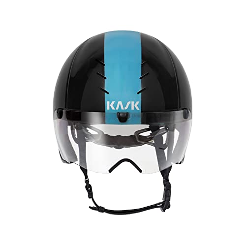 KASK Mistral Bike Helmet I Aerodynamic, Track Cycling, Crono & Triathlon Helmet - Black/Light Blue - Medium