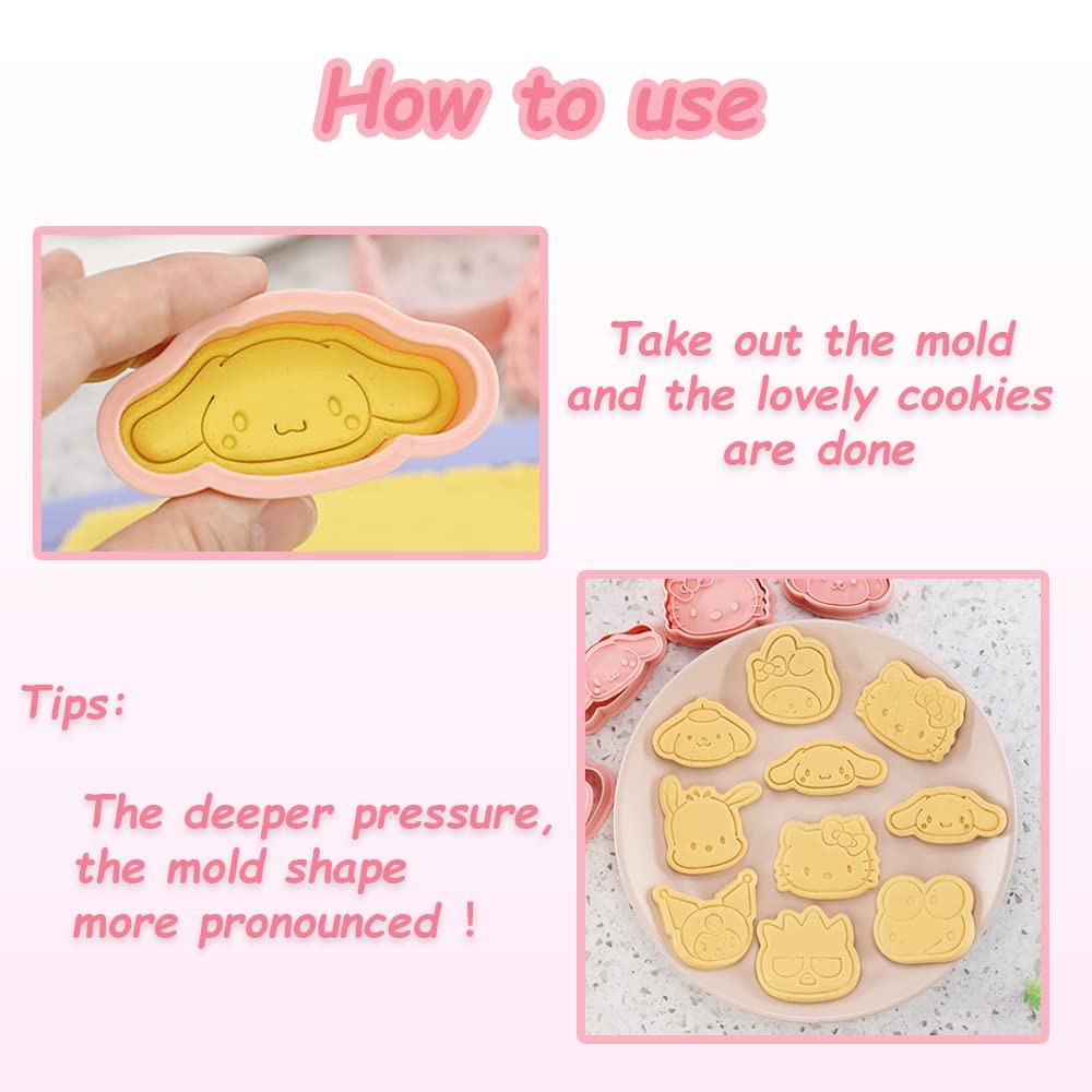 ROFOLO 8 Piece Mini Cartoon Cookie Cutters for Baking, 3d Raised Design Gingerbread Cookie Stamps, Suitable for Frosting Decoration, Mini Pie Molds, Apple Pie Pastry Biscuit Cutter