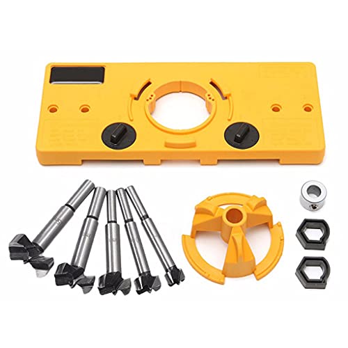 Hinge Drilling Jig 15mm-35mm Hole Opener Positioning Dowel Jig Kit Wood Cutter Jig Guide Sleeve Locator Tool Hinge Hole Opener 15-35mm Doweling Jig Kit Joinery Boring Hole Drill Guide