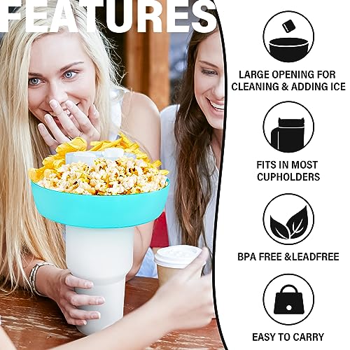 Snack Bowl for Stanley Cup, Reusable Snack Ring Tray Platter Compatible with Stanley 40 Oz Tumbler, 3 Compartments for Candy,Appetizer,Nuts,Popcorn, Cup Holder for Stanley Cup Accessories (Pink)