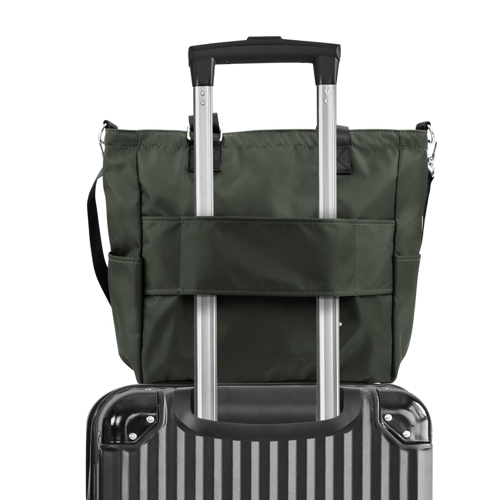 Iioscre Tote Bag for Women Men, Waterproof Work Nylon Tote Bag with Adjustable Strap,Crossbody Laptop Bag with Trolley Sleeve
