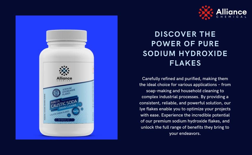Sodium Hydroxide Flakes - Water Treatment Grade - 8 Pack (16LB Total) - Pure Caustic Soda - for Soaps, Drain Cleaner, Textiles, Water Treatment