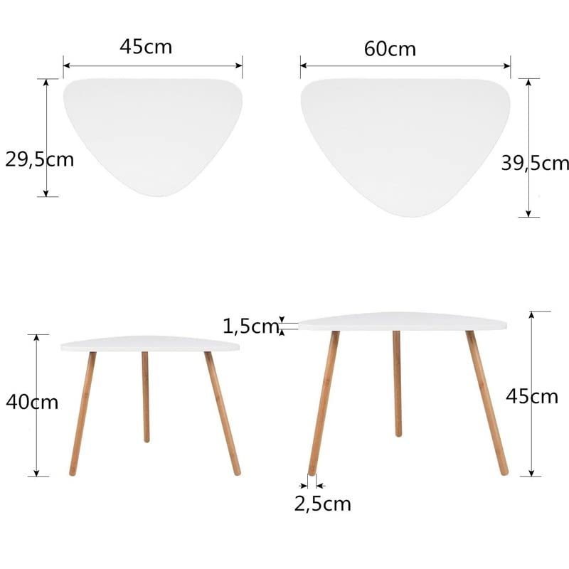WXBDD Coffee Tables Set of 2 Living Room End Table Sofa Triangle Decor Side Tea Table Furniture for Home Office
