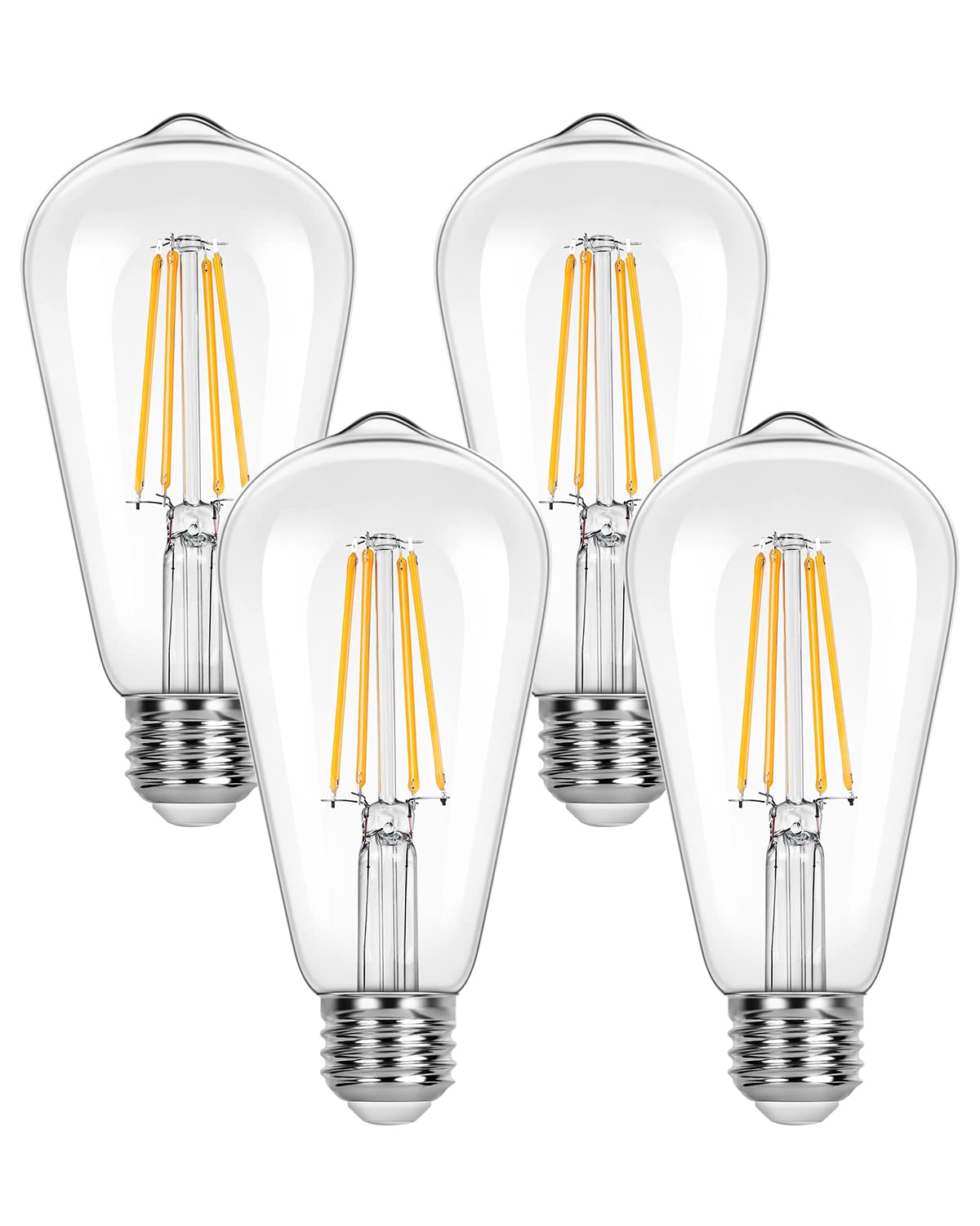 Lepro Dimmable Edison Bulbs 60 Watt Equivalent LED Bulb, Filament Vintage Light Bulbs, 2700K Warm White, E26 Medium Base, ST58 Antique Style, Clear Glass, 4 Packs