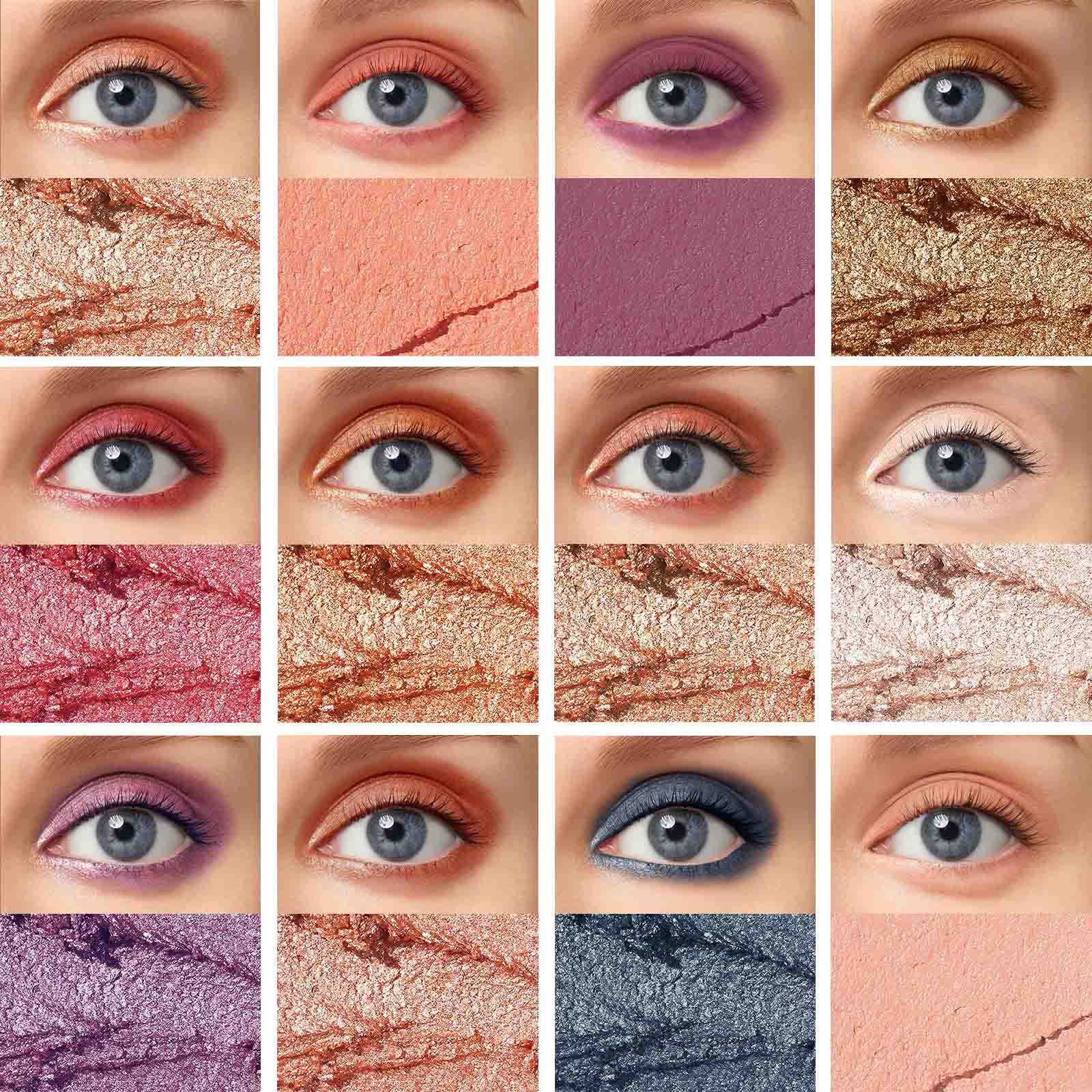 SUMEITANG 12 PCS Cream Eyeshadow Stick, Matte Shimmer Glitter Eye Shadow Sticks Set Eye Brightener Pencil Crayon, Highlighting Makeup Sticks, Soft & Smooth, Easy To Color, Multi-Dimensional Eyes Look