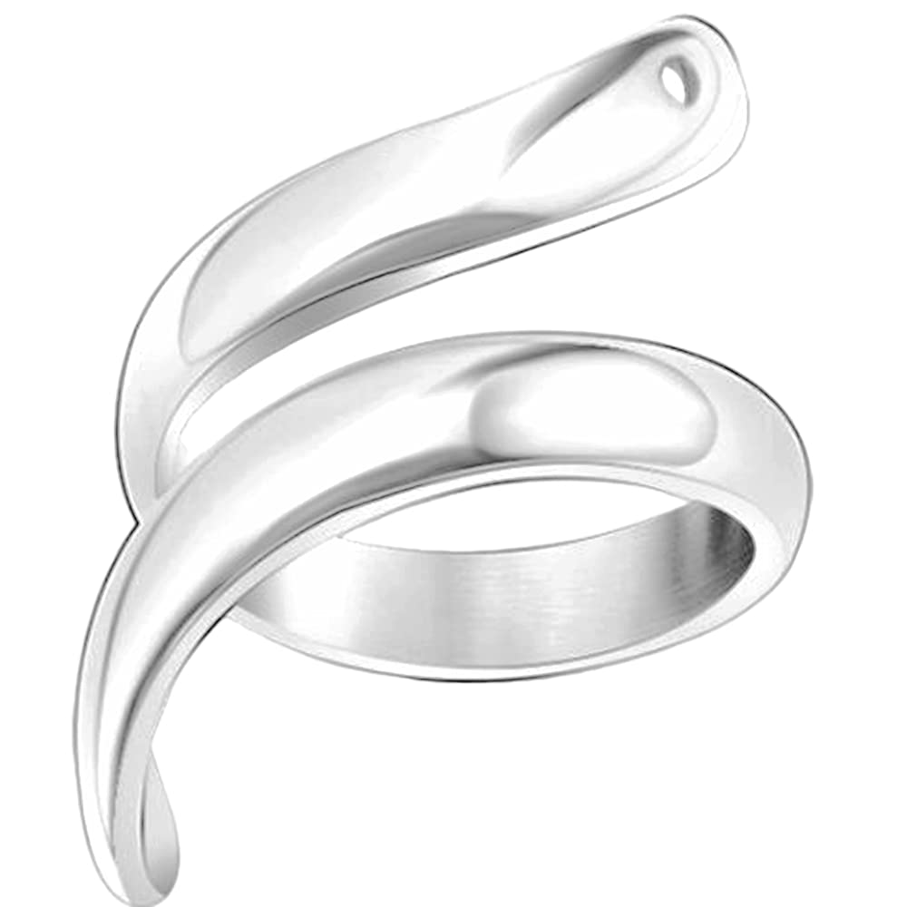 Jude Jewelers Stainless Steel Snake Wrap Style Statement Promise Cocktail Party Wedding Anniversary Biker Ring (Silver, 10)