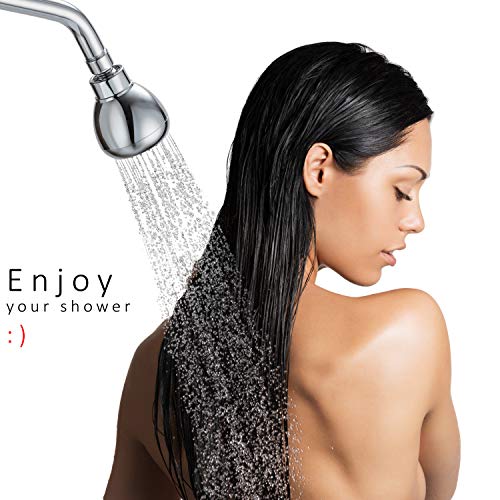 SPA High Pressuer Showerhead chrome Anti-leak Shower Head For Powerful Water Rain With Removable Flow Restrictor - Unique 3 Inch - 5 Years Wrranty + Free Relaxing Loofah Sponge