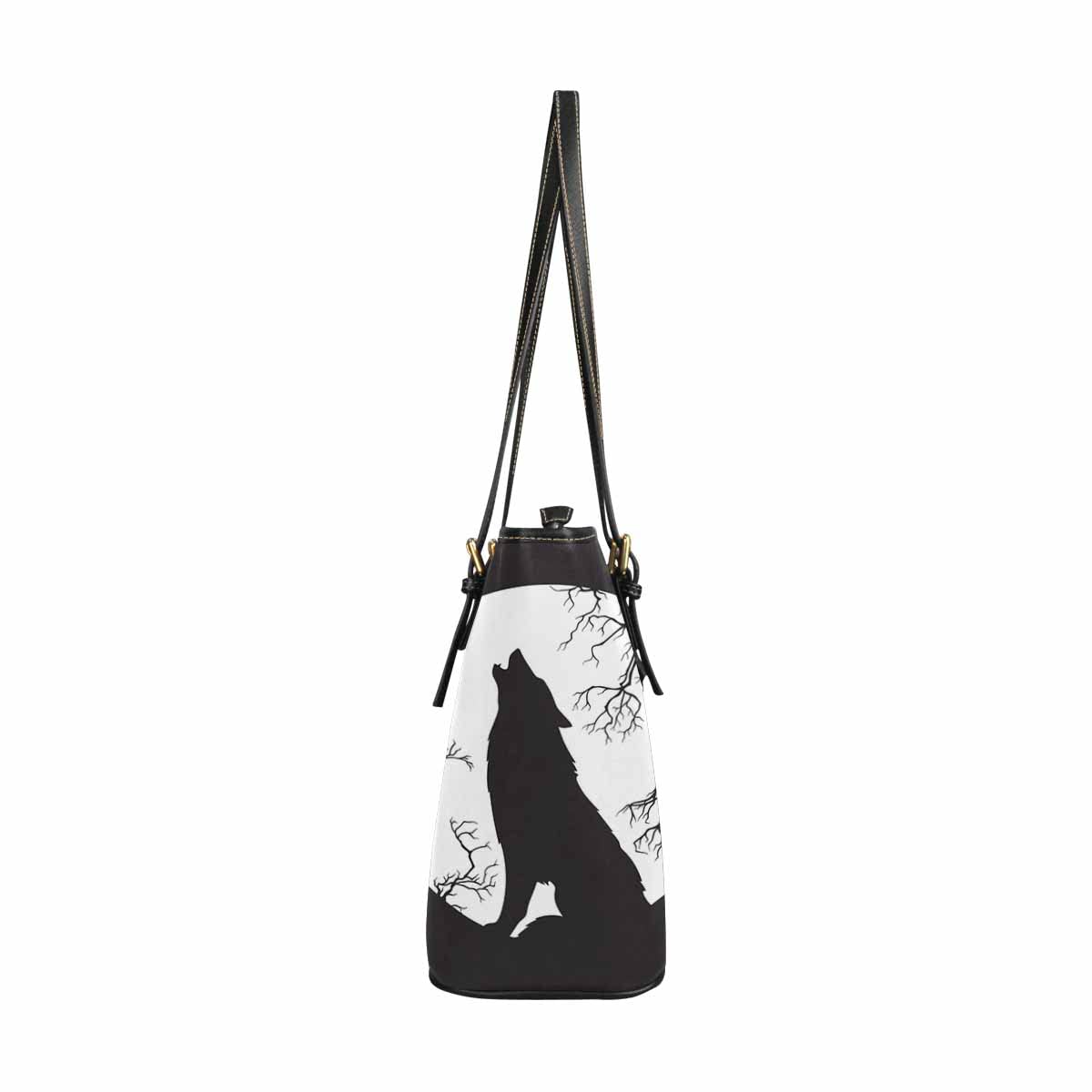 InterestPrint wolf at full moon Handbag Tote Shoulder Bag, Top Handle Satchel Bag