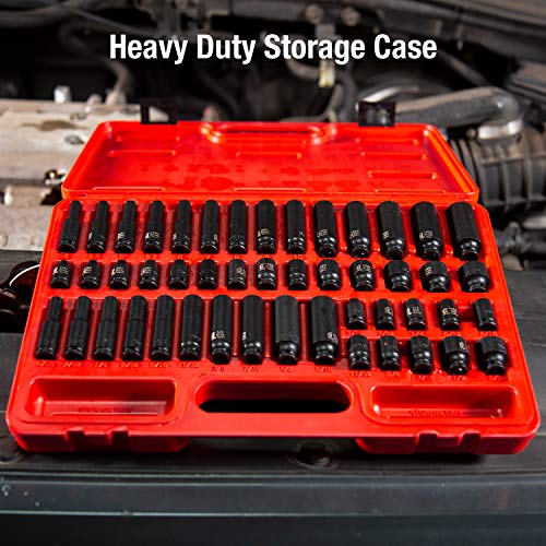 Sunex 1848, 1/4 Inch Drive Master Impact Socket Set, 48-Piece, SAE/Metric, 3/16 Inch - 9/16 Inch, 4mm - 15mm, Standard/Deep, Cr-Mo Alloy Steel, Radius Corner Design, Heavy Duty Storage Case