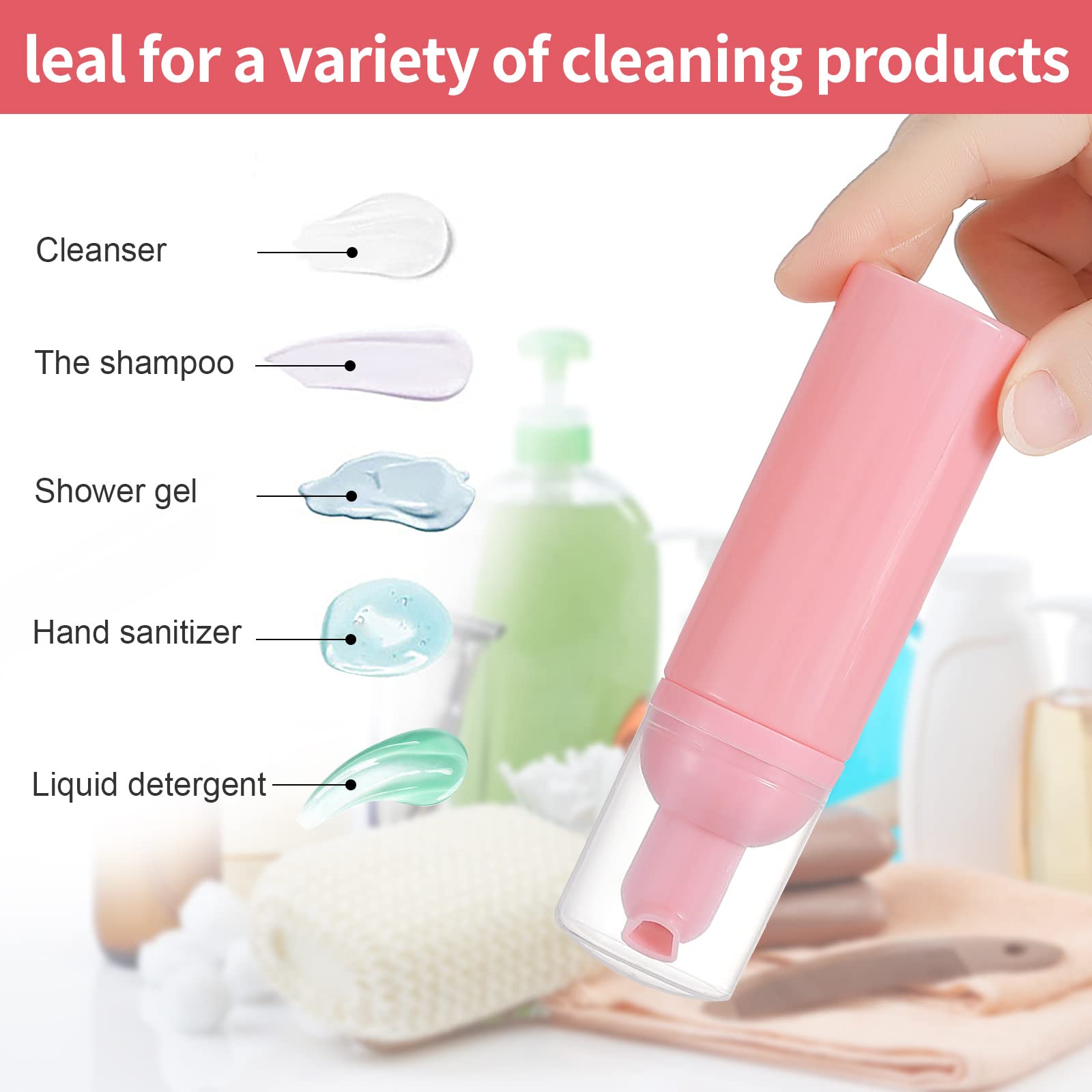 Soap Foam Bottle Empty Lash Cleanser Bottles 10 pcs Travel Foaming Lotion Containers with Pump for Dispenser (60ml, 2OZ)
