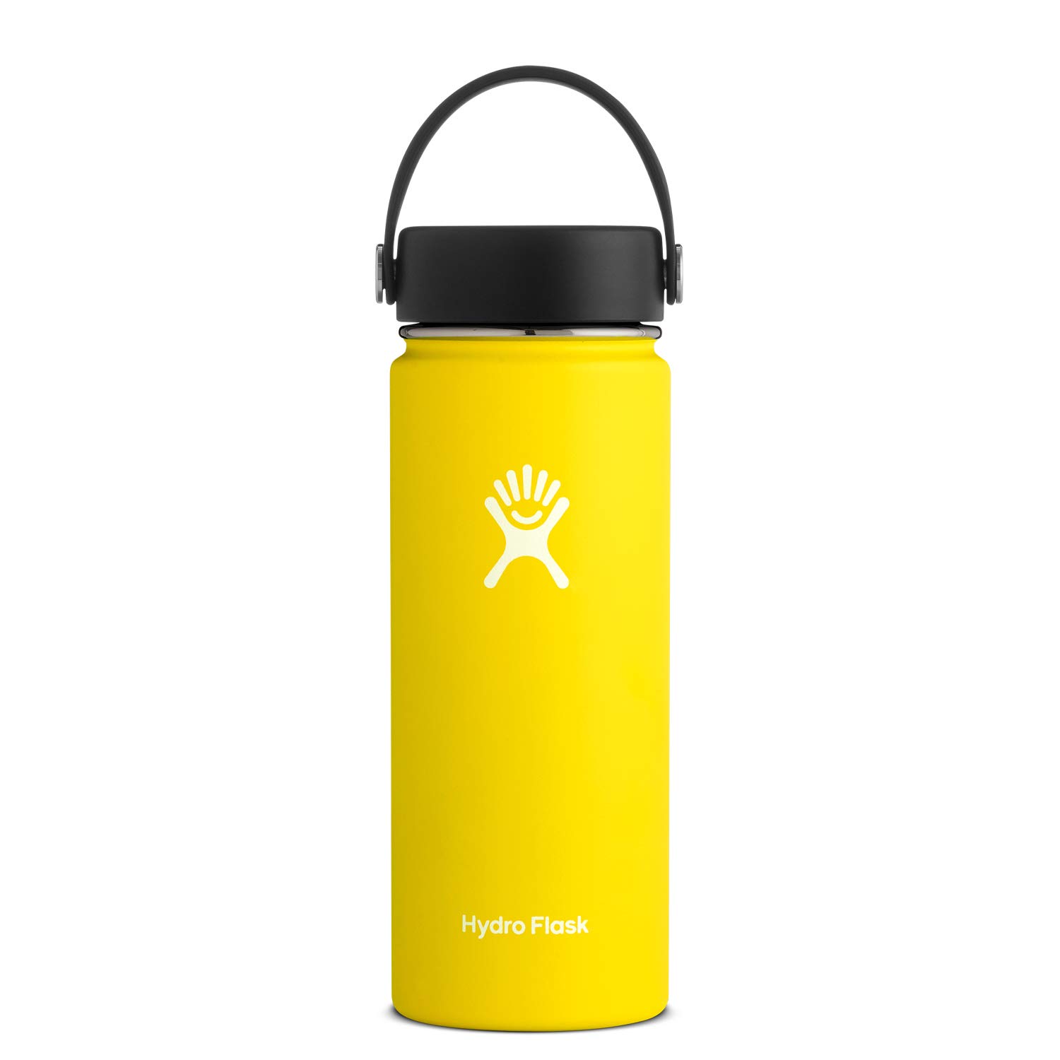 Hydro Flask Water Bottle - Stainless Steel & Vacuum Insulated - Wide Mouth 1.0 with Leak Proof Flex Cap - 18 oz, Lemon