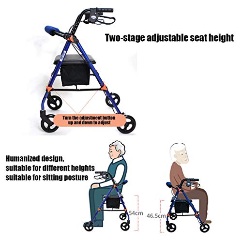 Rollators 4 Wheel with Seat Folding Lightweight, Folding Rollator with Seat and Basket, Rollator Walker for Elderly Adjustable, Disability Aids Walkers, Mobility Walkers 4 Wheels,Load weight 220lbs,Bl