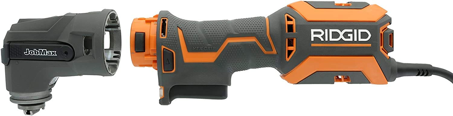 Ridgid R28602 JobMax 4 Amp Corded Multi Tool with Replaceable Heads (Sander Head, Sanding Pads, Crescent Saw and 1 1/8β Wood Cutting Blade Included) (RENEWED)