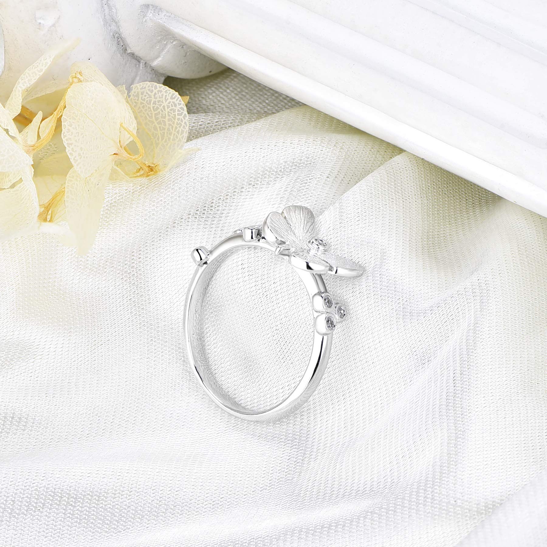 JO WISDOM Butterfly Ring,925 Sterling Silver Butterfly Jewelry for Mom Animal Statement Promise Engagement Wedding Ring for Women
