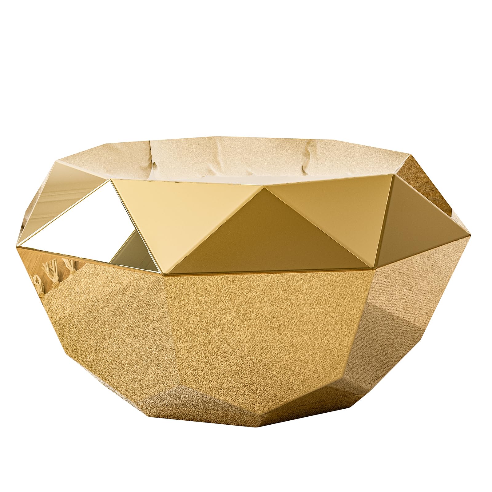 IKIFLY Modern Gold Stainless Coffee Table, Large Diamond Fashion Design Accent Table End Table for Living Room Bedroom