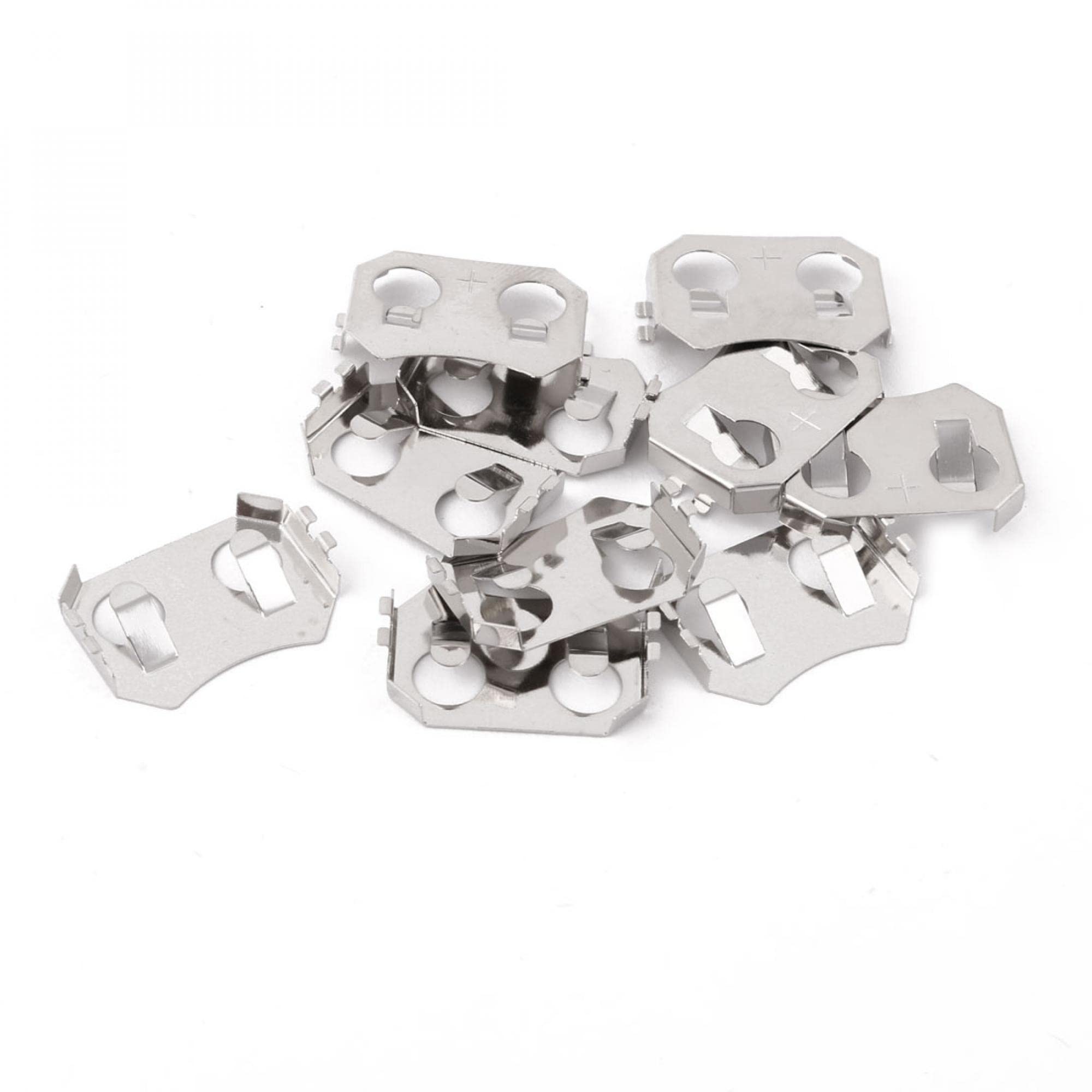 sourcing map Battery Plate Silver Tone Metal Button Coin 10 Pcs