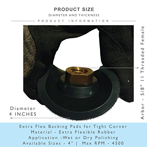 Stadea RBP101P Rubber Backing Pad Extra Flexible Backer Pad for Edges, Tight Corner Polishing - Arbor 5/8" 11