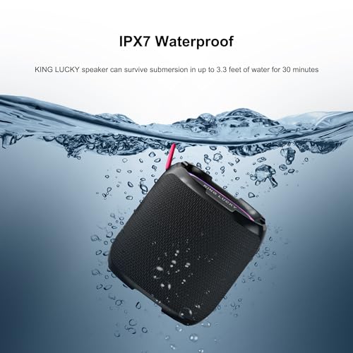 Kinglucky Bluetooth Speaker, Portable Wireless Bluetooth Speaker, 25 Watts, Loud Stereo, Strong Bass, IPX7 Waterproof Shower Speaker, Loud Bluetooth Speaker for Home/Party/Outdoor/Beach