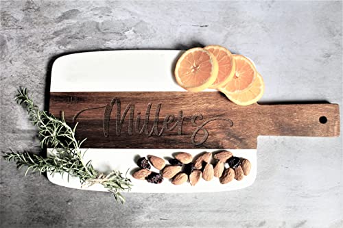 Personalized Marble and Wood Cutting Board Custom Cutting Board Charcuterie Board Christmas Anniversary Wedding Gift Bridal Shower Gift Engagement Gift Housewarming Gift