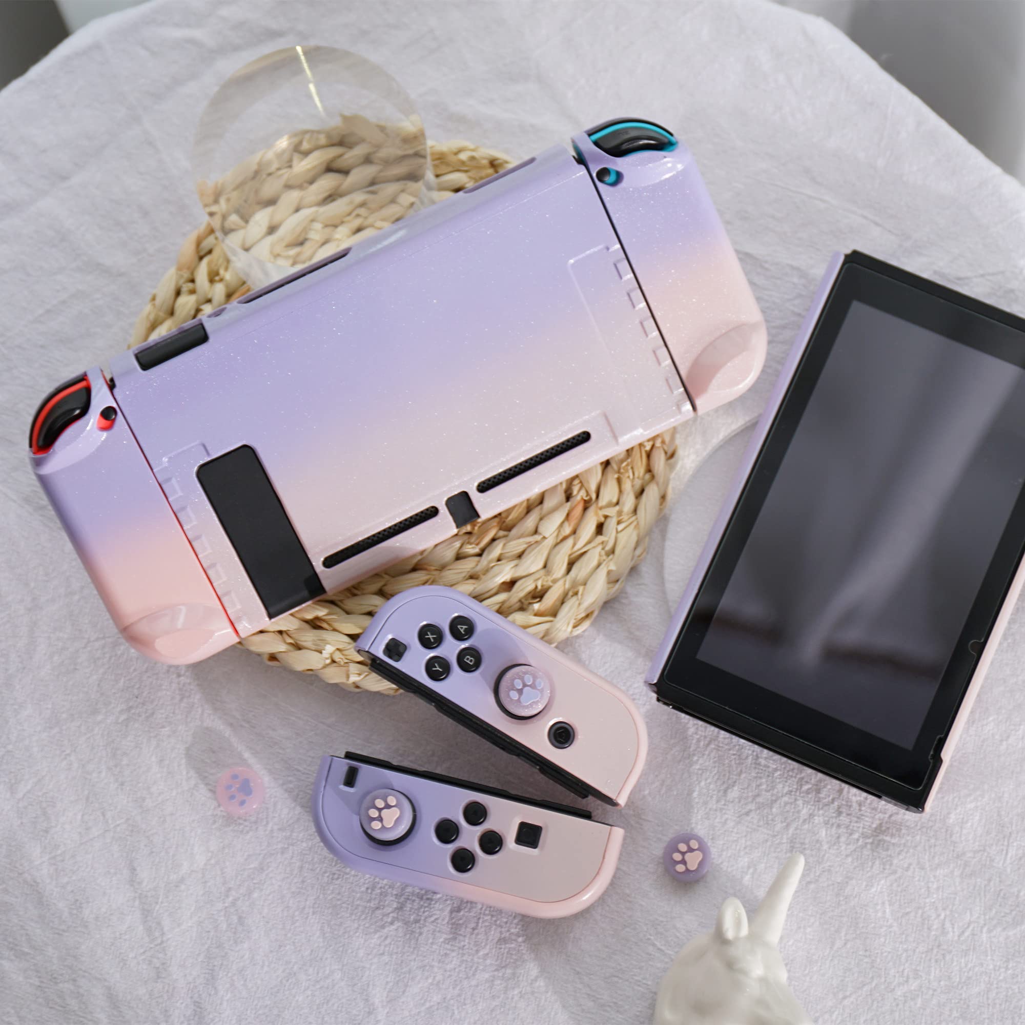 LASTYAL Glitter Gradient Case for Nintendo Switch (Pink and Purple)