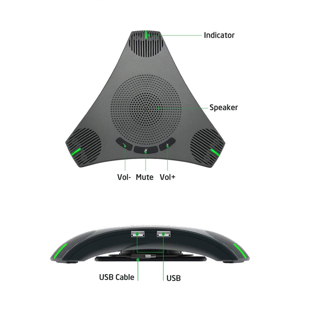 iTOPVIS Conference Speaker and Microphone, 360° Omnidirectional Speakerphone Intelligent DSP Noise Reduction for Video Meeting/Business Conference, USB Plug & Play Compatible with Windows/Mac OS X
