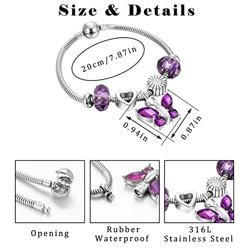 SOITIS Urn Bracelet for Ashes Butterfly Cremation Bracelet Stainless Steel Ashes Keepsake Memorial Urn Bangle for Women