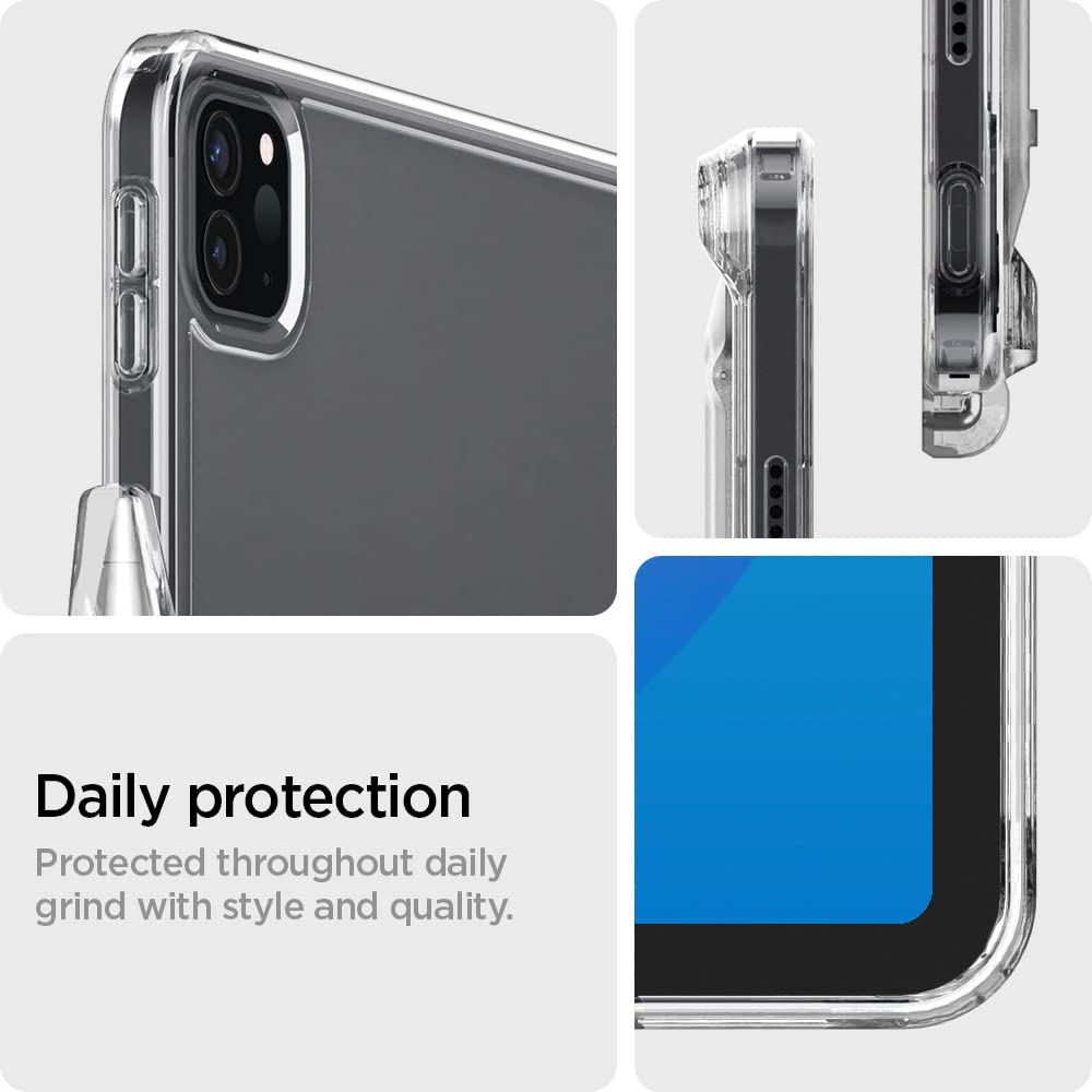 Spigen Air Skin Hybrid S Designed for iPad Pro 11 inch Case M2 4th Generation (2022) / 3rd Generation (2021) / 2nd Generation (2020) / 1st Generation (2018) with Pencil Holder - Crystal Clear