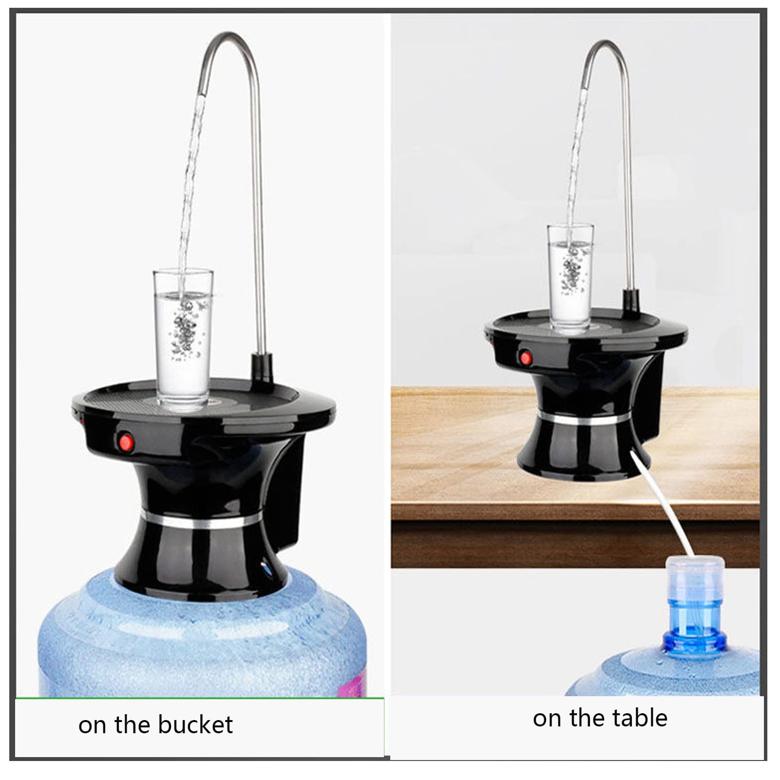 Rromxyuxi Water Pump for 5 Gallon Bottle with Tray, Electric Drinking Water Pump Portable Water Bottle Dispenser, Water Bottle Pump for 1-5 Gallon Water Jugs for Home, Kitchen, Office, Camping