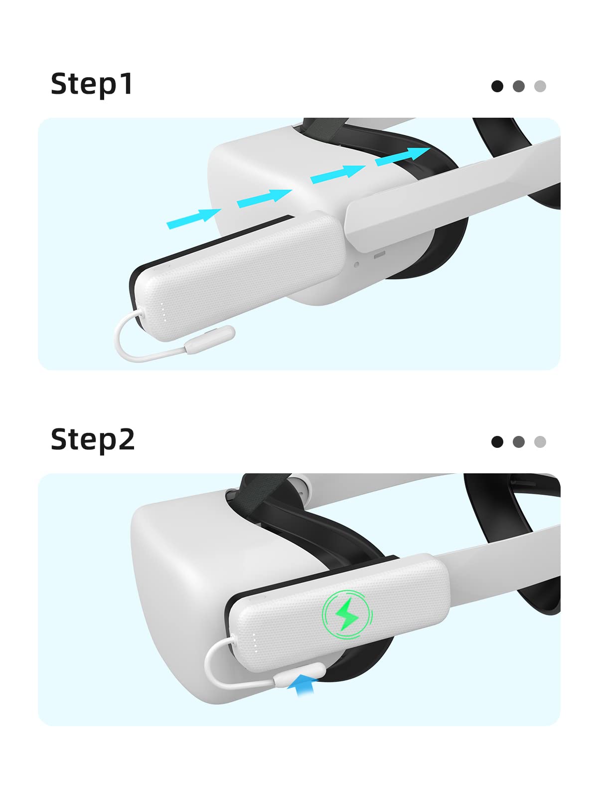 NIUVR Battery Pack for Quest 2 Headset, Lightweight Extended Power Bank-4000mAh,Compatible with Quest 2 Elite Strap Accessories, Portable Fast Charging Power for Extra 2.0 Hours Game Time