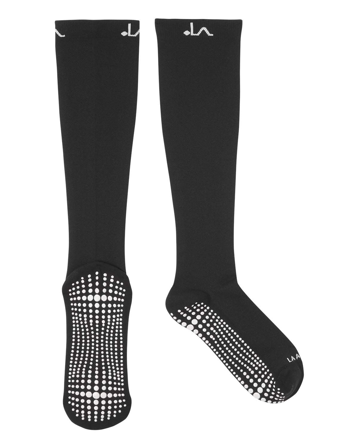 LA ACTIVE Graduated Compression Socks with Non-Slip Grips for Safety - 20-30mmHg for Women & Men - Perfect for Travel, Recovery, Medical and Maternity Support (Black, Small)