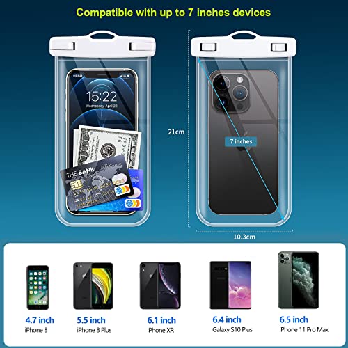Universal Waterproof Phone Pouch Bag - 3Pack, Waterproof Phone Case Compatible with iPhone 14 Pro Max/13/12/11/XR/X/SE/8/7, Galaxy S22/S21 Google Up to 7ββ, IPX8 Dry Bag Vacation Essentials.
