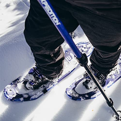 Norske Series Ligthweight Aluminum Frame Snowshoe Kit with Quick-Lock Trekking Poles, Heel Lift, Quick Release Bindings & XPE Ever-Flex Decking, Includes Waterproof Carry Bag, 25" Up to 200 lbs.