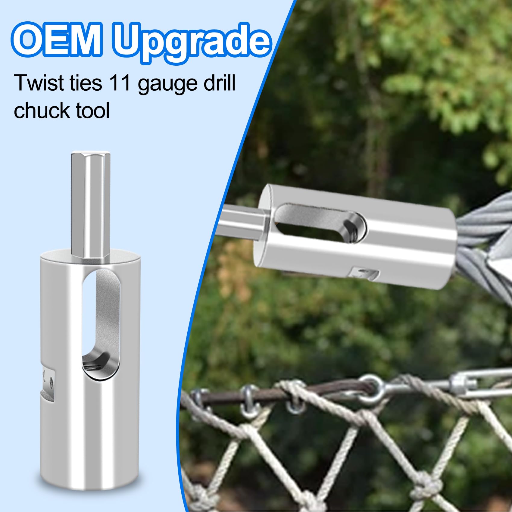 Upgrade Twisting Ties 11 Gauge Drill Chuck Tool,Efficient Wire Knotting 11 Gauge Electrical Drill Twister,Cable Wire Drill Chuck Tool,for Chain Link Fence Post Clips and Pipe Clips