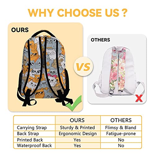 XaocNyx Cat Backpack with Lunch Box and Pencil Case Set, 3 in 1 Matching Girls Boys Colorful Backpacks Combo, Cute Bookbag and Pencil Case Bundle