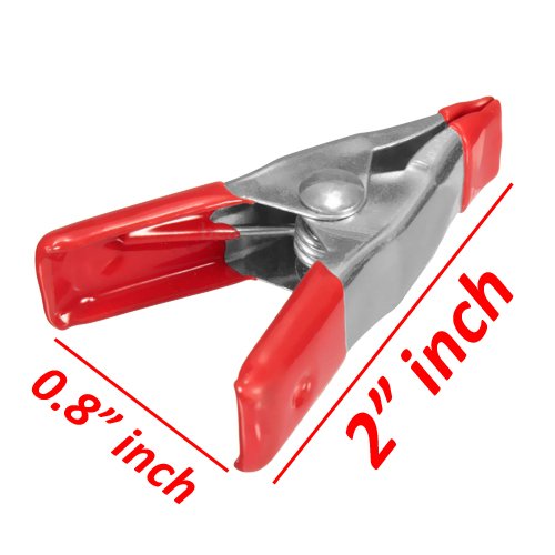Wideskall® 2" inch Mini Metal Spring Clamps w/Red Rubber Tips Clips (Pack of 30)
