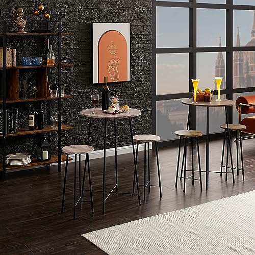 VECELO 24" Round BarStools, Modern Bar Stools Counter Height, Bistro Seats with Wood Surface, Simple Chairs for Living Room Dining Room, Breakfast Dinner Nap Conference, Maple