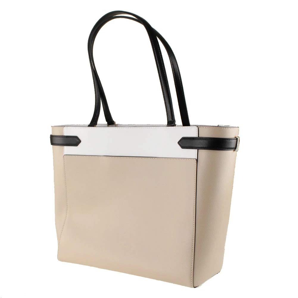 Kate Spade New York Staci Colorblock Laptop Tote Women's Leather Handbag Beige Multi