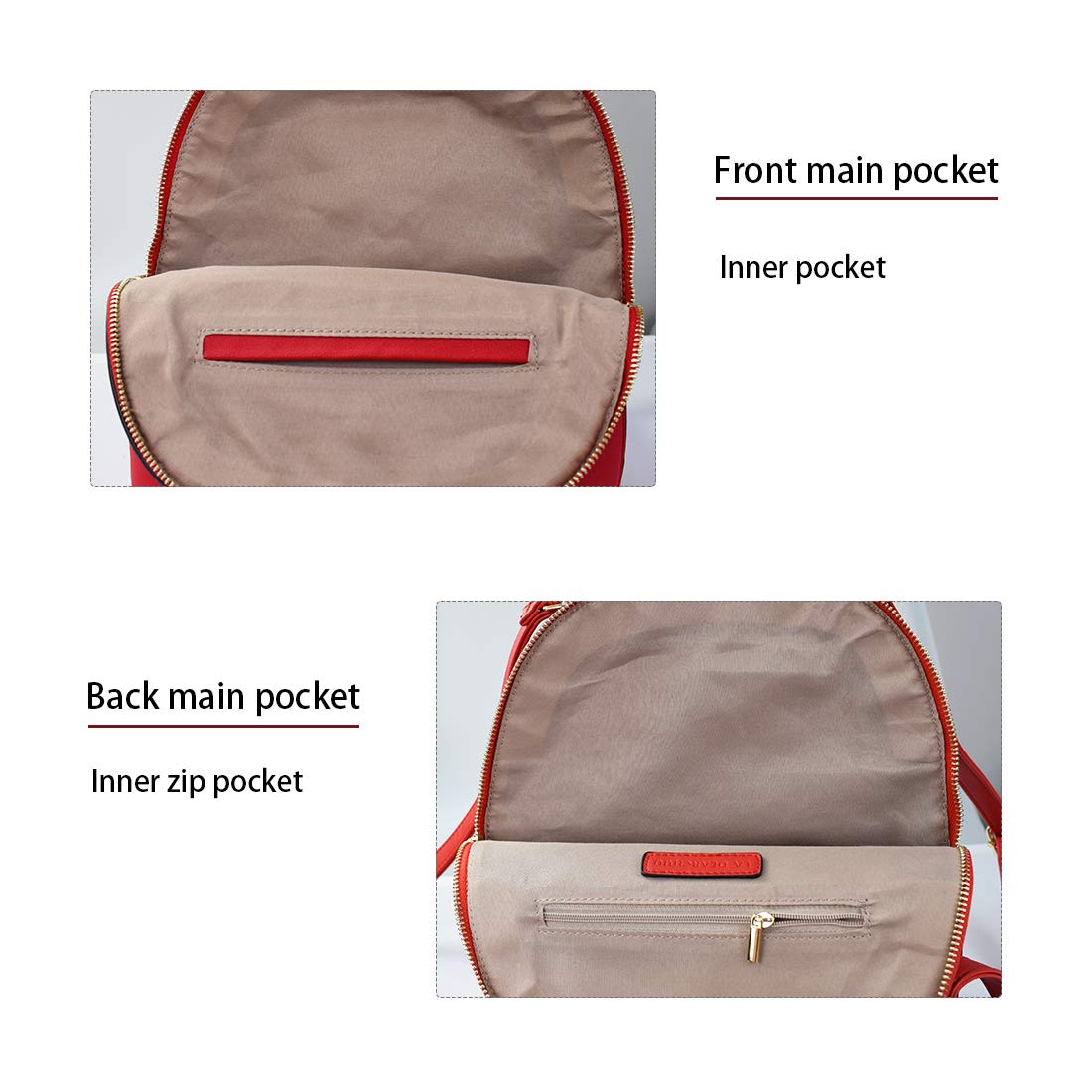 LA DEARCHUU Fashion Backpack Purse for Women Designer PU Leather Travel Bag Convertible Shoulder Bag Backpack Red