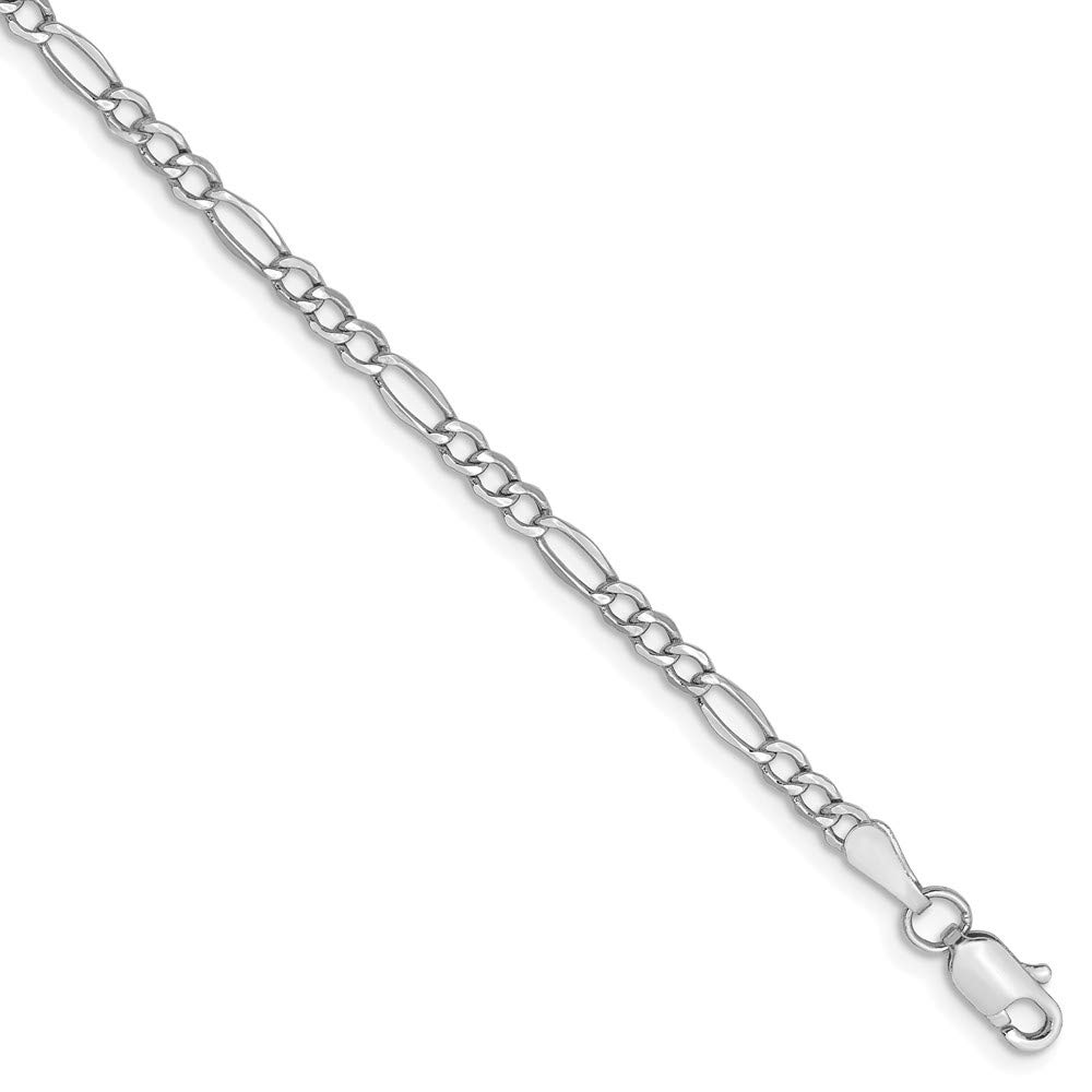 IceCarats 14K White Gold 2.5mm Figaro Link Chain Bracelet 7 inch